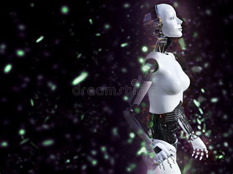 3d Rendering Of A Female Android Robot Posing Stock Illustration