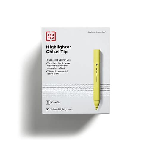 Tru Red™ Tank Highlighter With Grip Chisel Tip Yellow 36 Pack Tr54581 At Staples