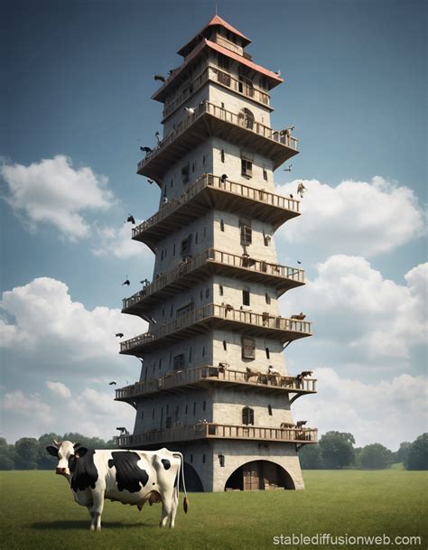 Cow Designed Tower Architecture Stable Diffusion Online