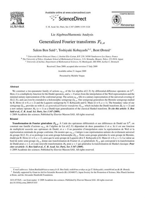 Pdf Generalized Fourier Transforms Dokumentips