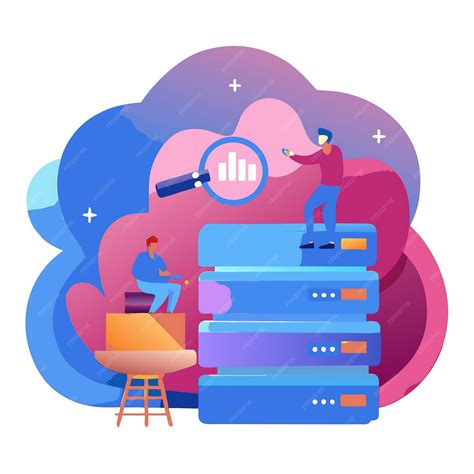 Data Analysis And Cloud Computing Concept With Servers And Users Premium Ai Generated Vector