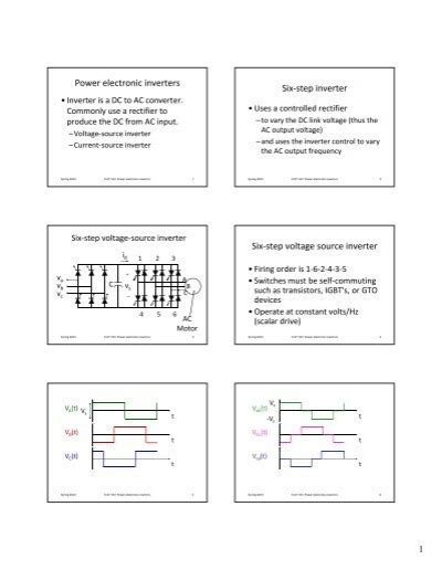 Power Electronic Inverters Six Step Inverter Six Step Voltage Source