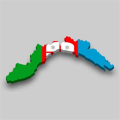 リグーリア州の 3 D アイソ メトリック マップは、イタリアの地域です。 プレミアムベクター