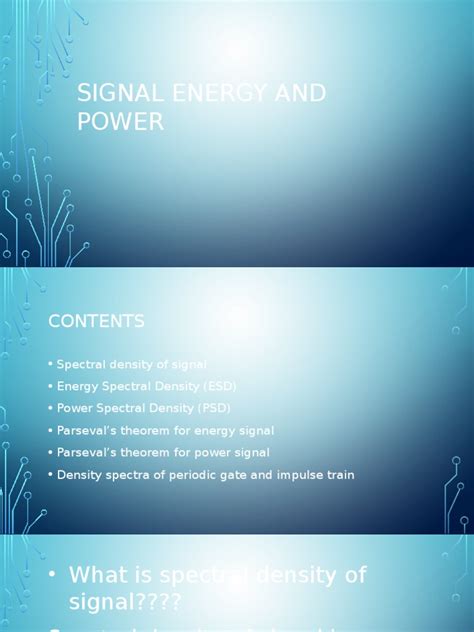 Signal Spectral Density And Parsevals Theorem Pdf Spectral Density