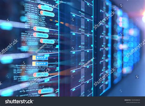 server room 3d illustration node base stock illustration 1023548620