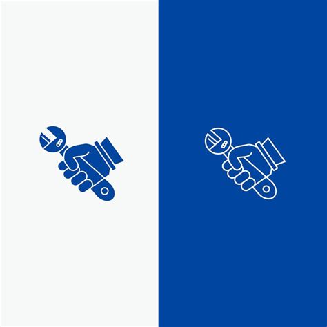 Wrench Repair Fix Tools Hand Line And Glyph Solid Icon Blue Banner Line