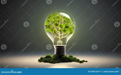 Bulb Light With Tree Concept Of Earth Day Or World Environment Day