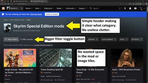 mod browsing overhaul discussion site updates nexus mods forums