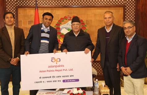 भूकम्प पीडितका लागि एशियन पेन्टस् नेपालद्वारा ५० लाख आर्थिक सहयोग