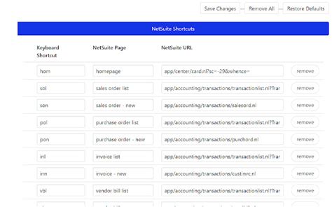 Netsuite Keyboard Shortcuts Chrome Web Store