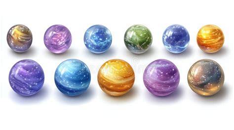 Collection Of Colorful Galaxy Marbles Stock Illustration Illustration