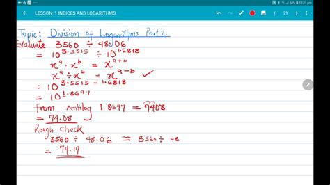 Division Of Logarithms Part 2 Youtube