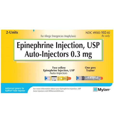 Epinephrine Autoinjector Epipen Syringes 0 3 Mg Allergic Reaction