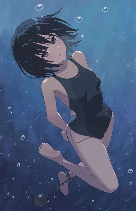 Rule 34 Air Bubble Amagami Asphyxiation Ball And Chain Restraint Barefoot Black Eyes Black