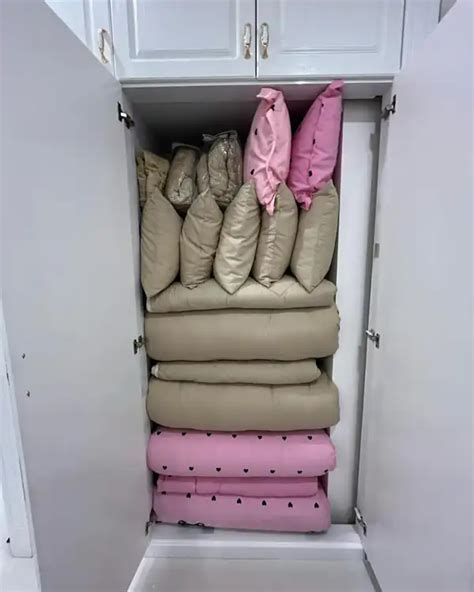 چیدمان داخل کمد دیواری بدون قفسه برای رخت خواب