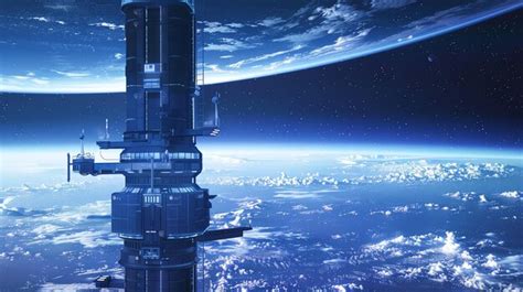 Futuristic Space Station Orbiting Earth Premium Ai Generated Image
