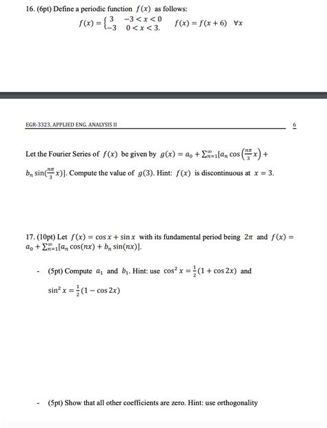 Solved 16 6pt Define A Periodic Function F X As Follows Chegg Com