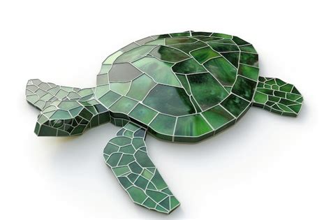 Mosaic Tiles Of Turtle Reptile Animal Nature Premium Ai Generated Image