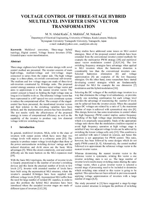 Pdf Voltage Control Of Three Stage Hybrid Multilevel Inverter Using Vector Transformation