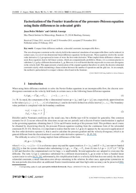Pdf Factorization Of The Fourier Transform Of The Pressure Poisson Equation Using Finite