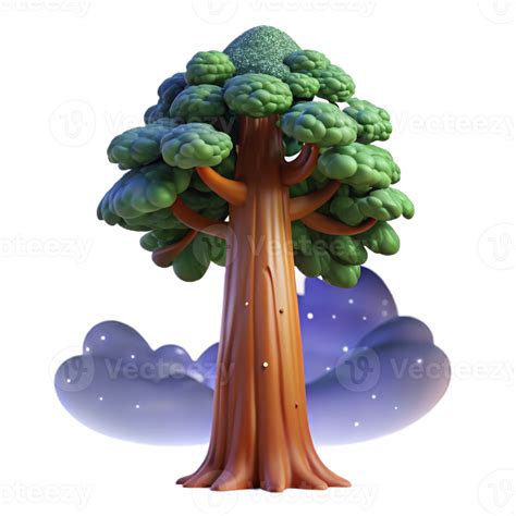 Impressive Rustic Giant Sequoia Tree Reaching Towards A Starry Night Sky Vibrant Colors