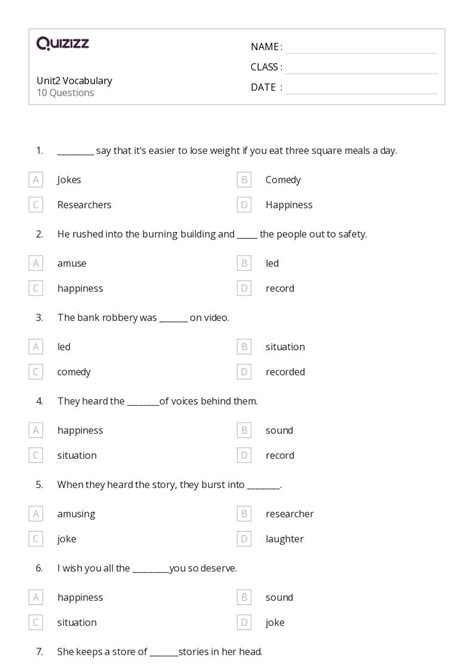 Vocabulary Worksheets For St Grade On Quizizz Free Printable