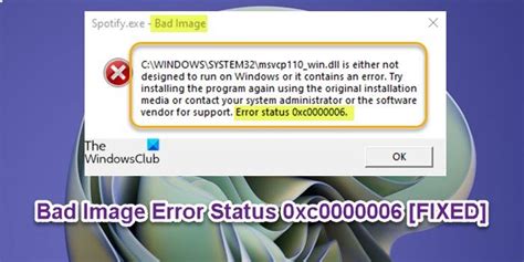 Fix Bad Image Error Status 0xc0000006 On Windows 1110