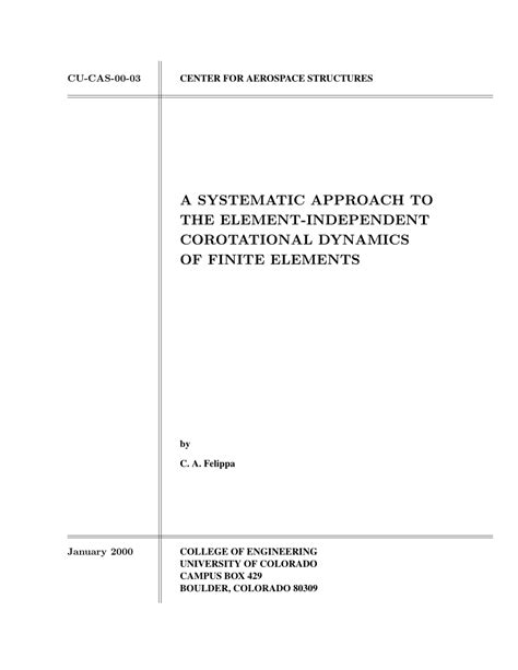 Pdf A Systematic Approach To The Element Independent Corotational