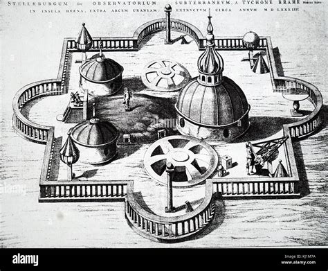 Engraving Depicting Tycho Brahes Observatory In Uraniborg A School In