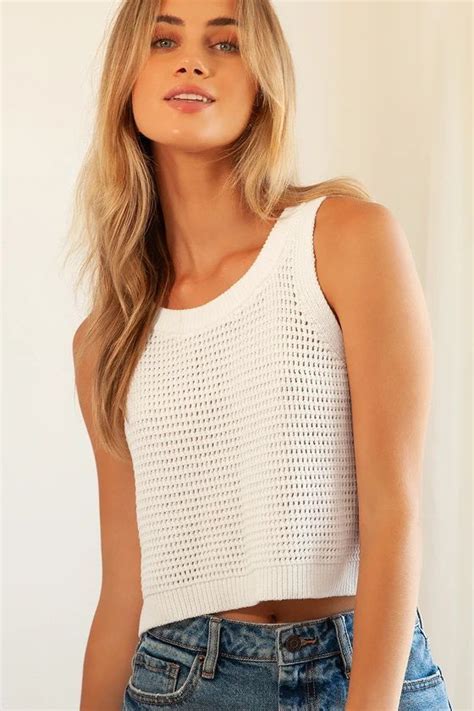 Get The Look White Loose Knit Sweater Tank Top Loose Knit Sweaters