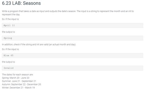 Solved Lab Seasons Write A Program That Takes A Dat Chegg