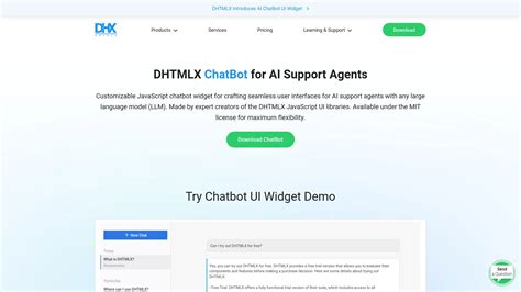 DHTMLX Chatbot Customizable JavaScript Widget For AI Support Creati Ai