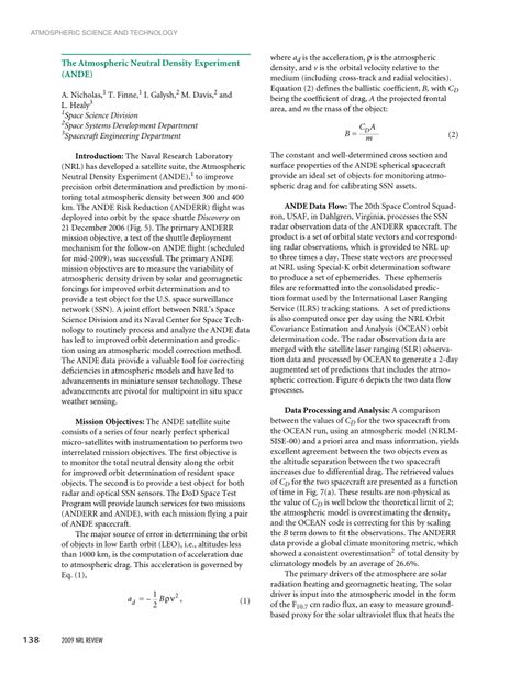 Pdf The Atmospheric Neutral Density Experiment Ande