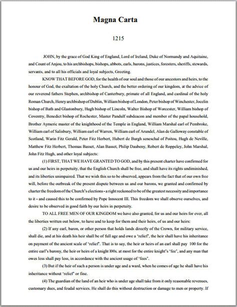 Magna Carta 1215 Full Printable Document Artofit