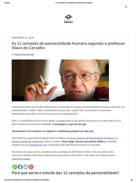 As 12 Camadas Da Personalidade Humana Olavo De Carvalho Pdf