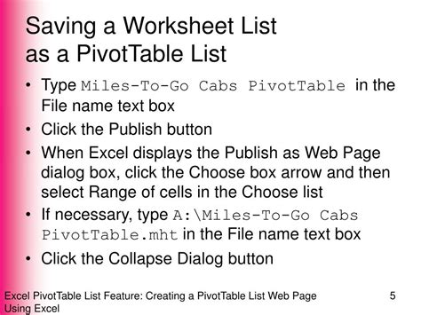 PPT Excel PivotTable List Feature PowerPoint Presentation Free Download ID