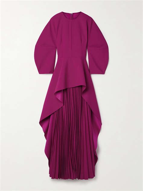 Solace London Maia Pleated Crepe Peplum Gown Net A Porter