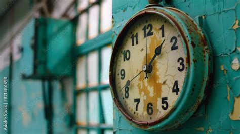 An Old School Clock With A Simple Design And Yellowed Face Evoking
