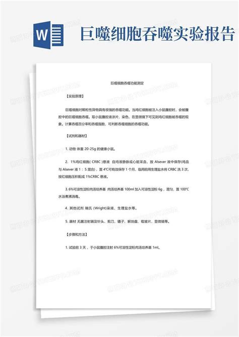 巨噬细胞吞噬功能检测word模板下载 编号lbanxzay 熊猫办公