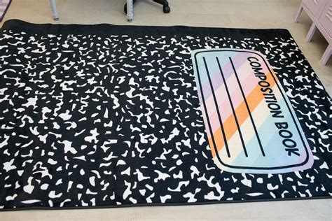 Composition Notebook Rug Black And White Classroom Rug Taking Note