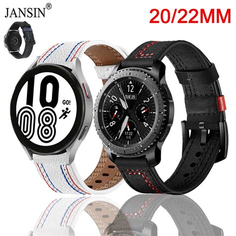 22mm 20mm 스트랩 삼성 갤럭시 워치 5 4 클래식 46mm 42mm 액티브 2 40 44mm 가죽 팔찌 어메이즈핏