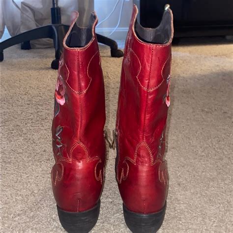 Red Leather Boots - Gem