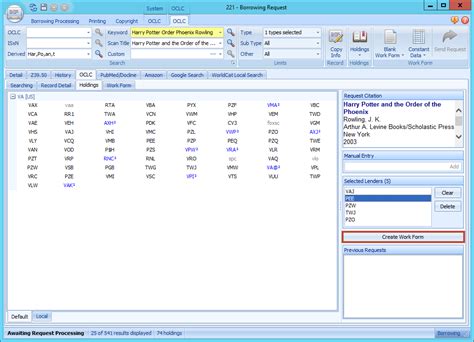 searching and sending requests creating and editing the work form