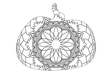 Halloween Pumpkin Mandala Coloring Page Graphic By Marbledesign