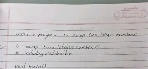 Write C Program To Swap Two Integer Numbers Studyx