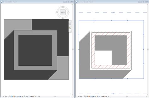Revit 裁剪的平面图和 D视图中的阴影