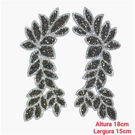 Adesivo De Roupa Arranjo Aplique Patch Bordado Termocolante Strass Ramo