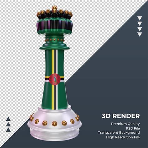 Premium Psd 3d King Chess Dominica Flag Rendering Front View