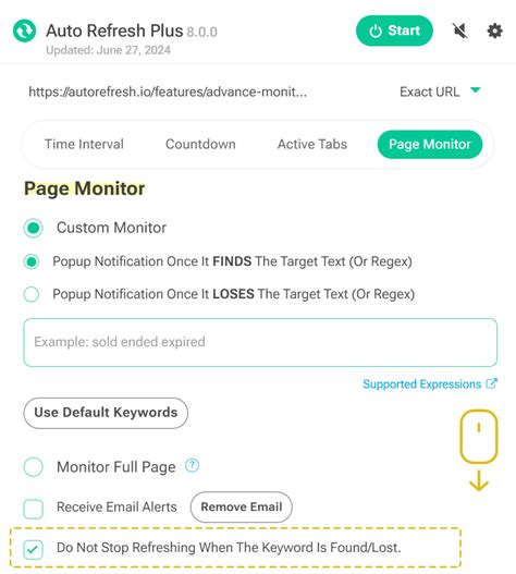 Continue Refreshing On Keyword Found Lost Auto Refresh Plus