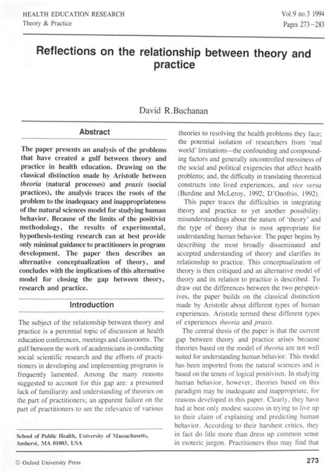 pdf reflections on the relationship between theory and practice